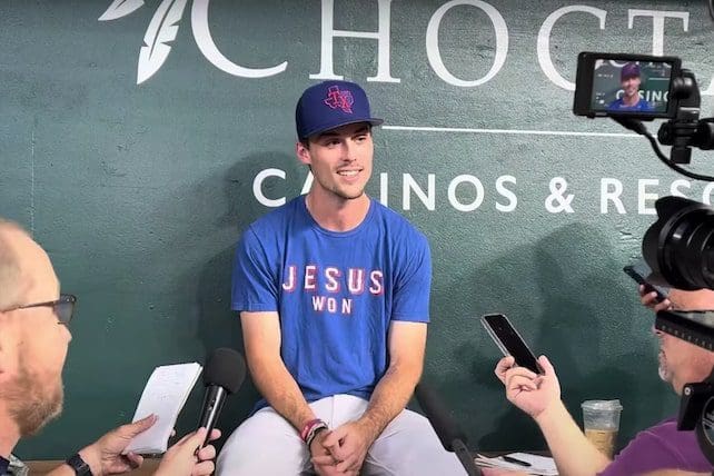 Rangers Rookie Evan Carter, Now in the World Series, Shares ‘Jesus Won’