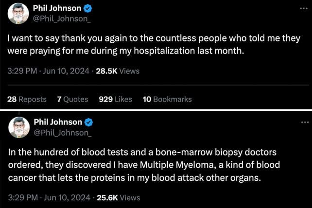 Phil Johnson, Diagnosed With Blood Cancer, Praises God’s ‘Providence’